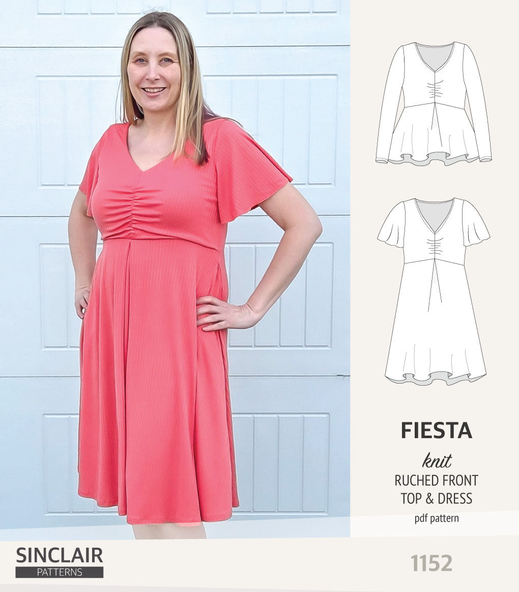Fiesta ruched bust knit top and dress (PDF) – Sinclair Patterns
