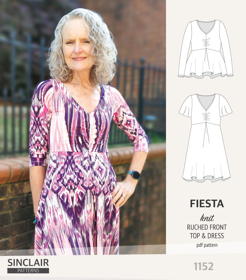 Fiesta ruched bust knit top and dress (PDF) – Sinclair Patterns