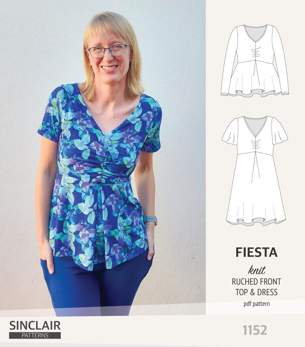 Fiesta ruched bust knit top and dress (PDF) – Sinclair Patterns