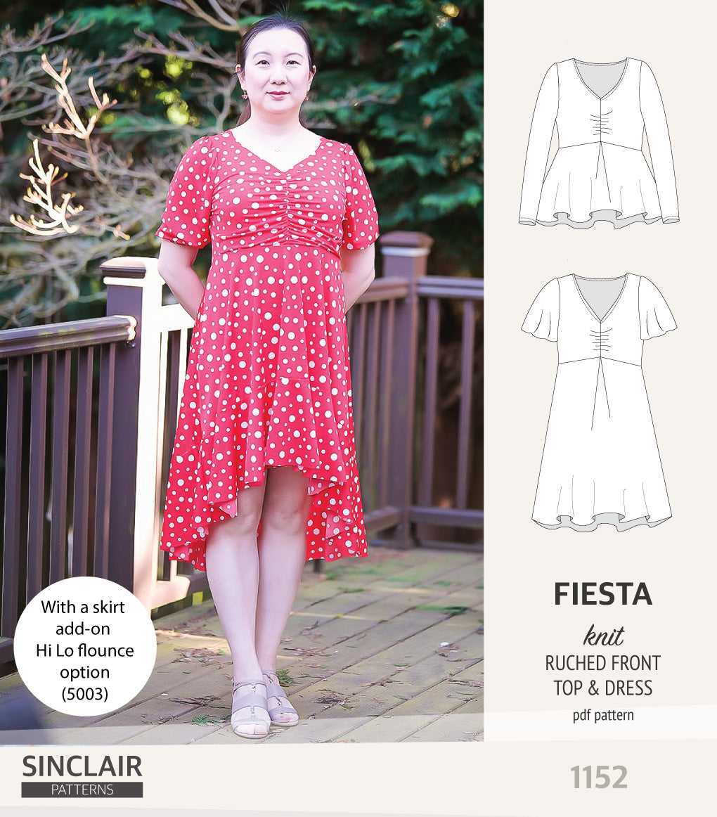 Fiesta ruched bust knit top and dress (PDF) – Sinclair Patterns