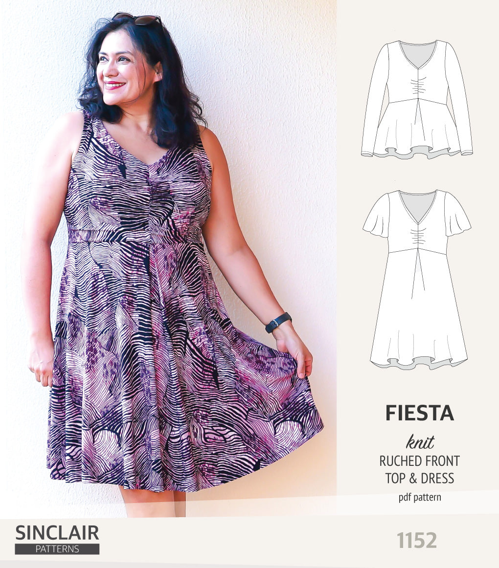 Fiesta ruched bust knit top and dress (PDF) – Sinclair Patterns