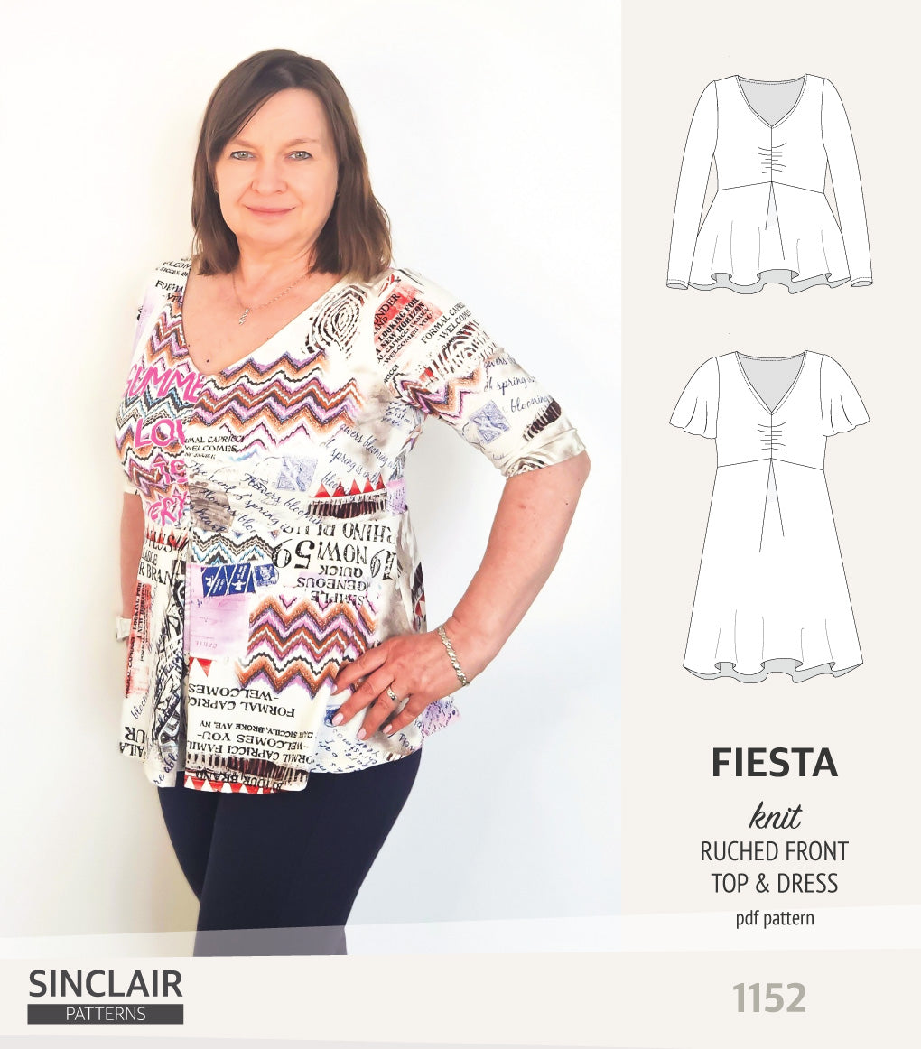 Fiesta ruched bust knit top and dress (PDF) – Sinclair Patterns