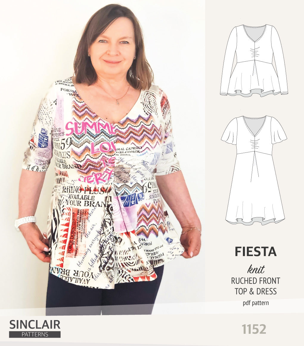 Fiesta ruched bust knit top and dress (PDF) – Sinclair Patterns