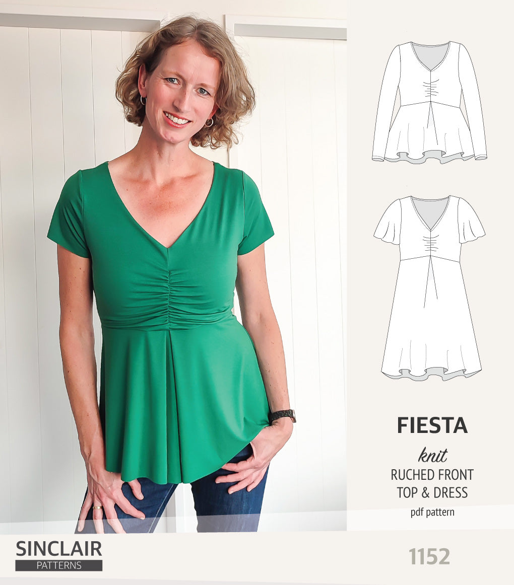 Fiesta ruched bust knit top and dress (PDF) – Sinclair Patterns