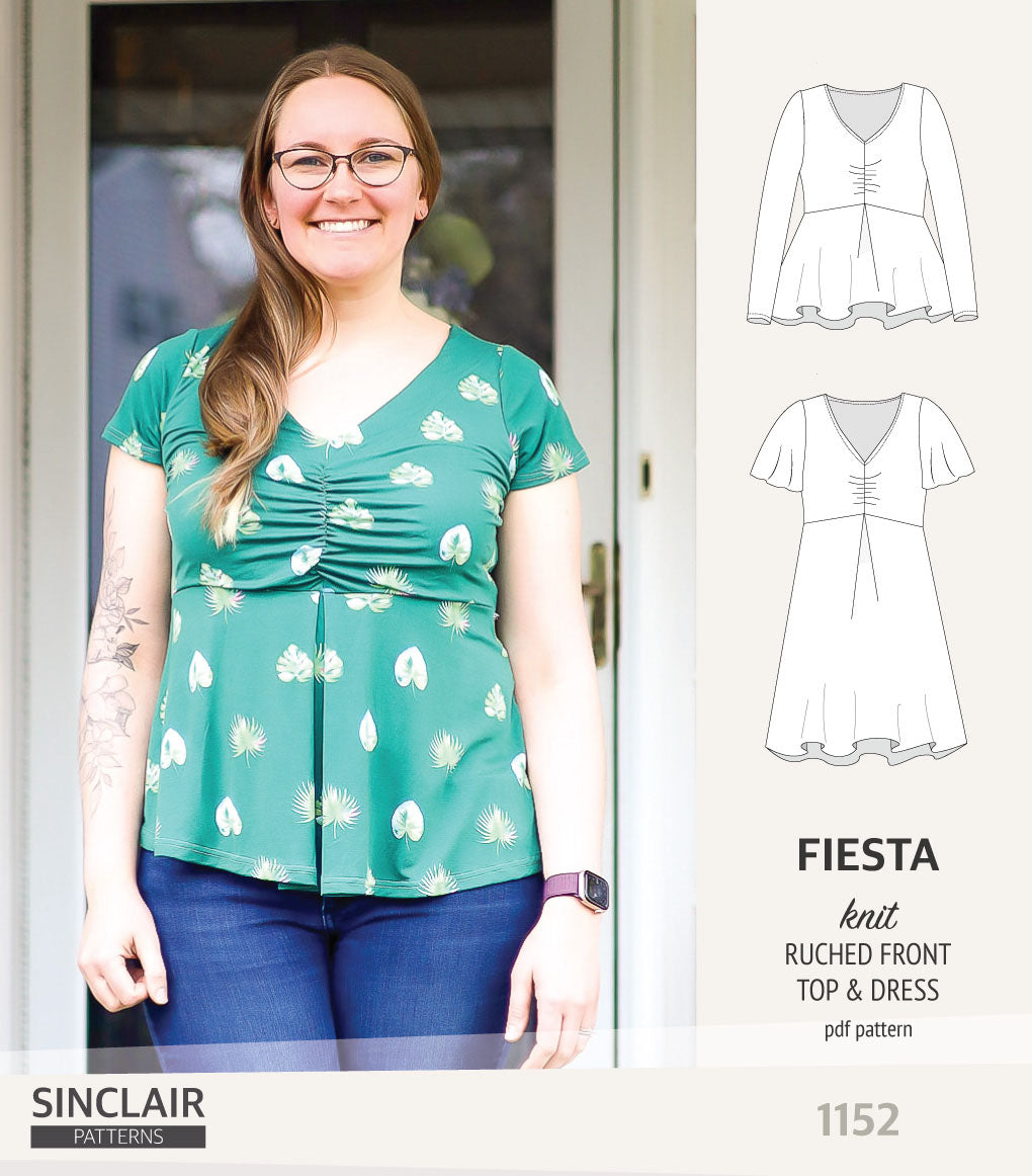 Fiesta ruched bust knit top and dress (PDF) – Sinclair Patterns