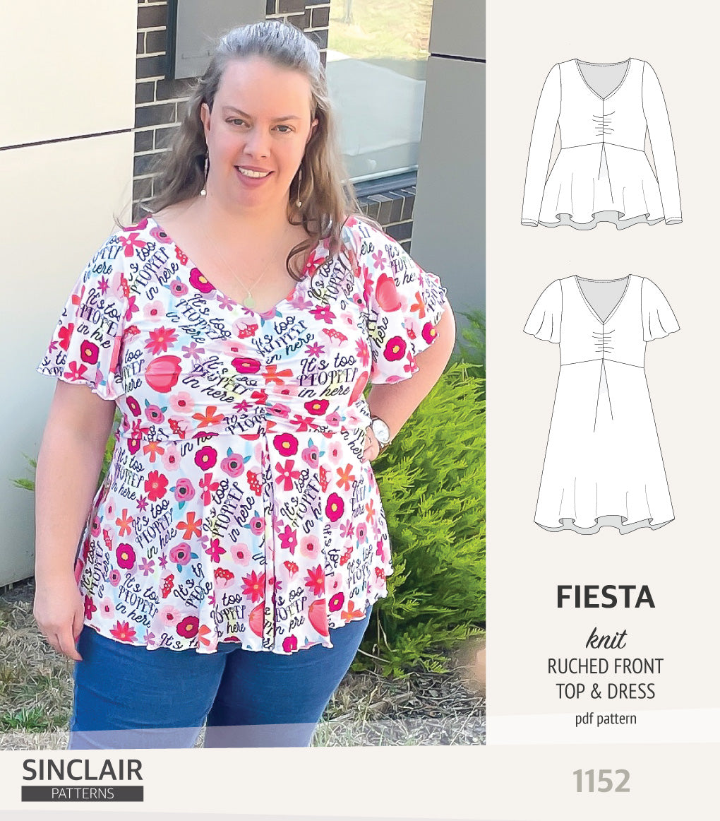 Fiesta ruched bust knit top and dress (PDF) – Sinclair Patterns