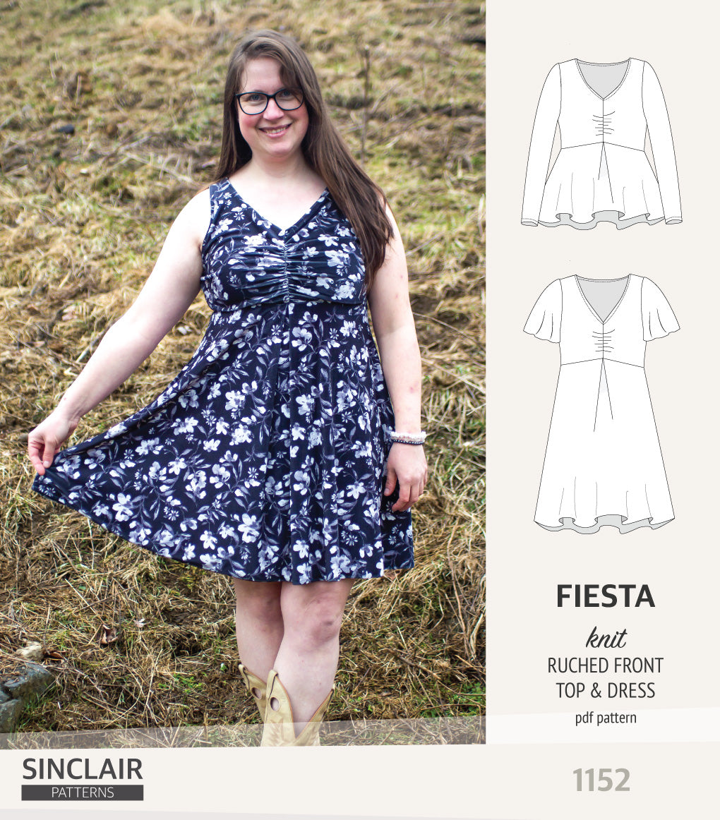 Fiesta ruched bust knit top and dress (PDF) – Sinclair Patterns