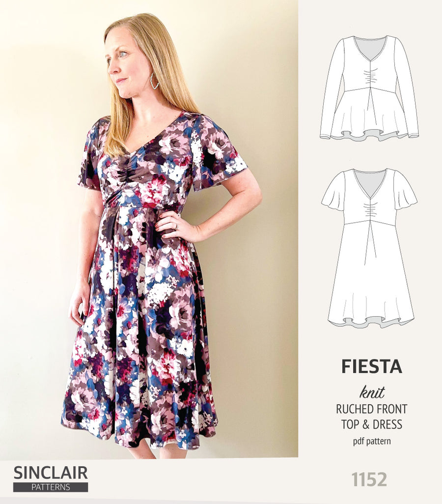 Fiesta ruched bust knit top and dress (PDF) – Sinclair Patterns