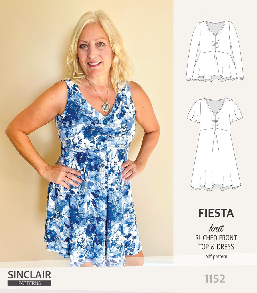 Fiesta ruched bust knit top and dress (PDF) – Sinclair Patterns
