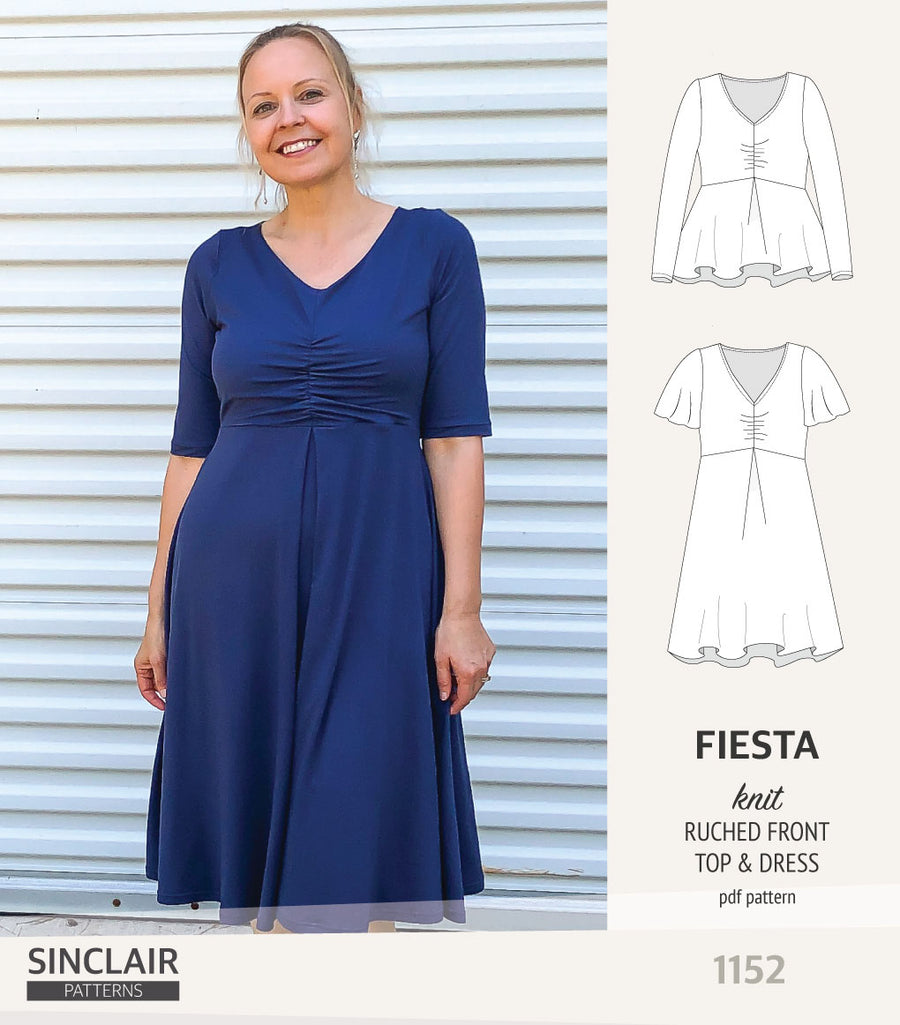 Fiesta ruched bust knit top and dress (PDF) – Sinclair Patterns