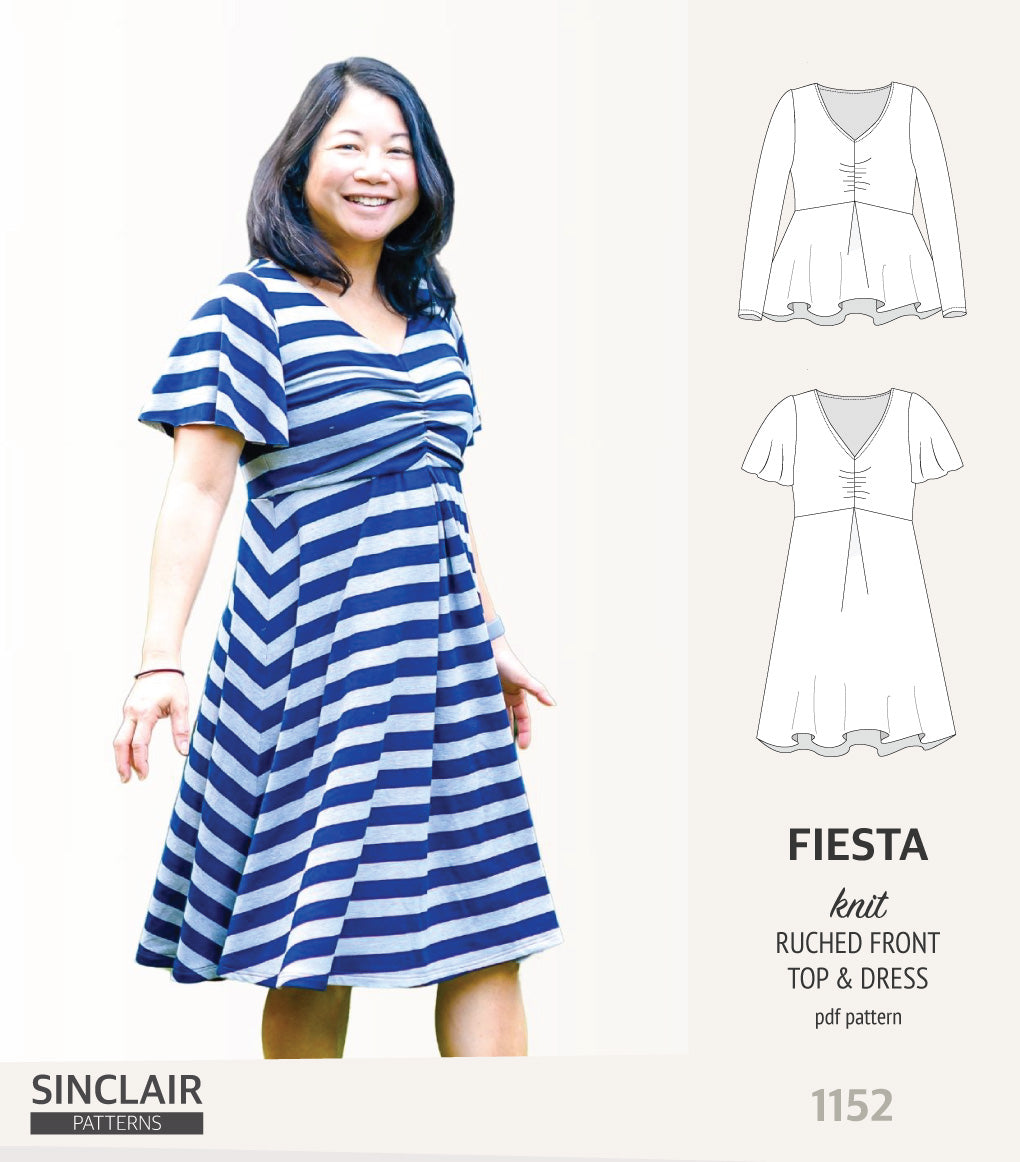 Fiesta ruched bust knit top and dress (PDF) – Sinclair Patterns