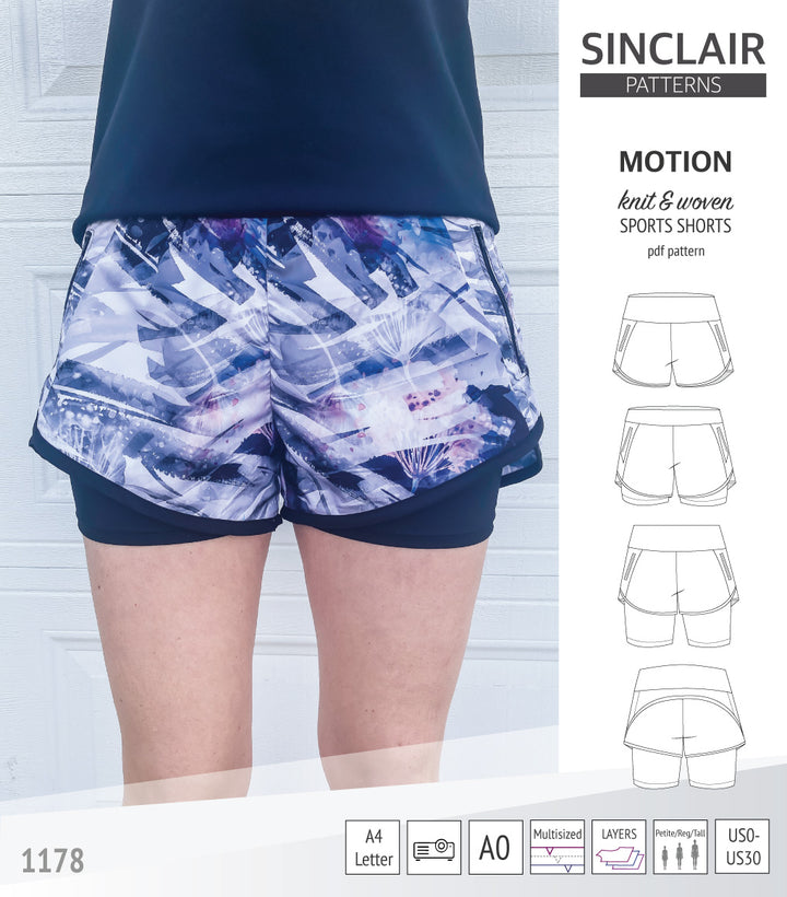 Motion sports shorts with a yoke, pockets and underlay shorties (pdf ...