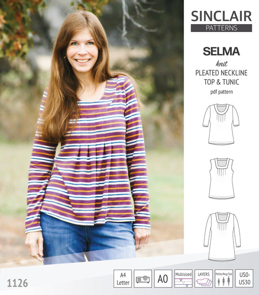 Selma knit top with round and square neckline options (PDF sewing ...