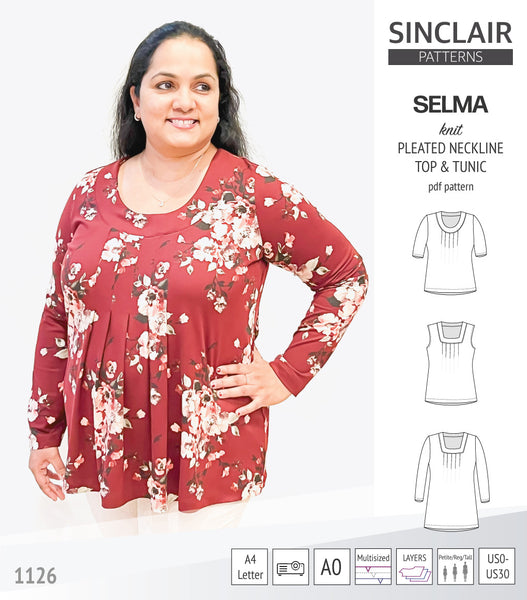 Selma knit top with round and square neckline options (PDF sewing ...