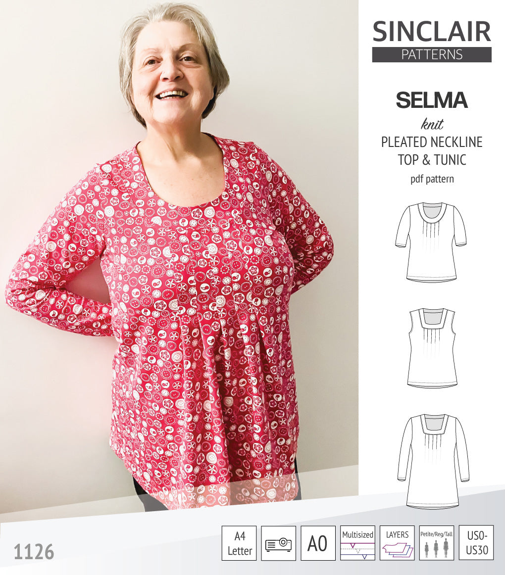 Selma knit top with round and square neckline options (PDF sewing ...