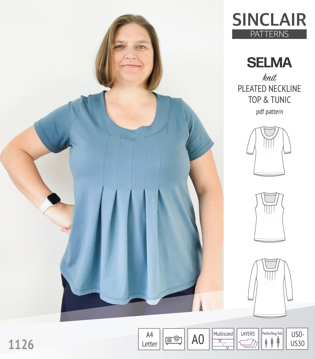 Selma knit top with round and square neckline options (PDF sewing ...