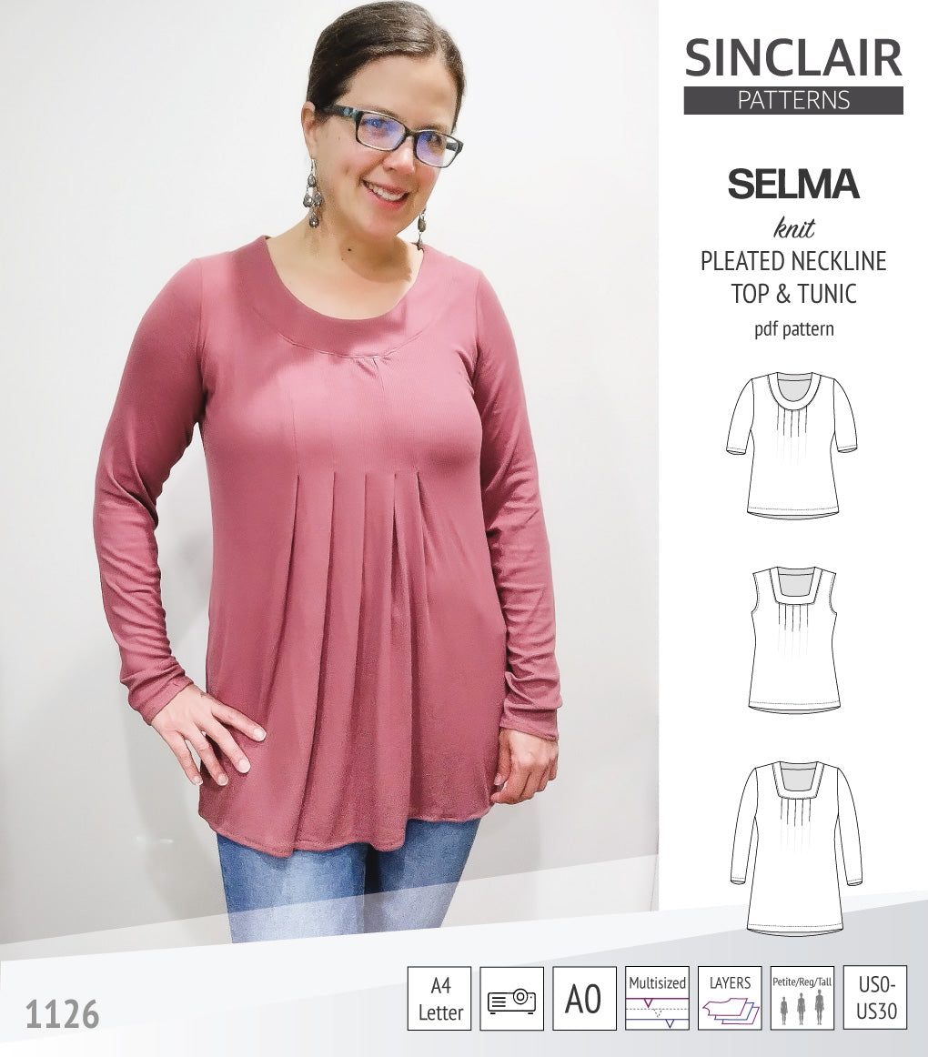 Selma knit top with round and square neckline options (PDF sewing ...