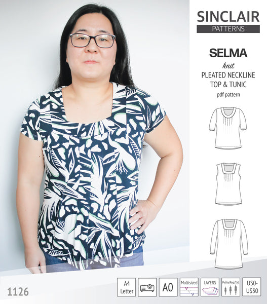 Selma knit top with round and square neckline options (PDF sewing ...