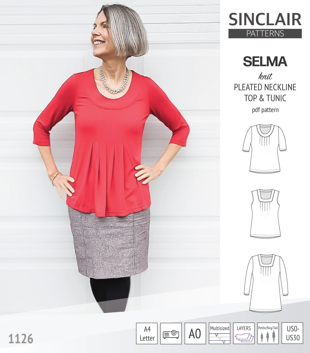 Selma knit top with round and square neckline options (PDF sewing ...