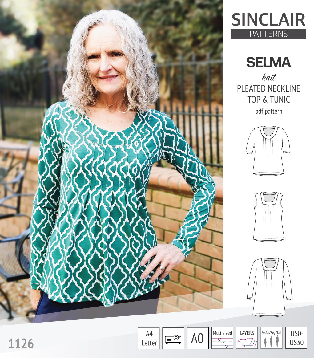 Selma knit top with round and square neckline options (PDF sewing ...