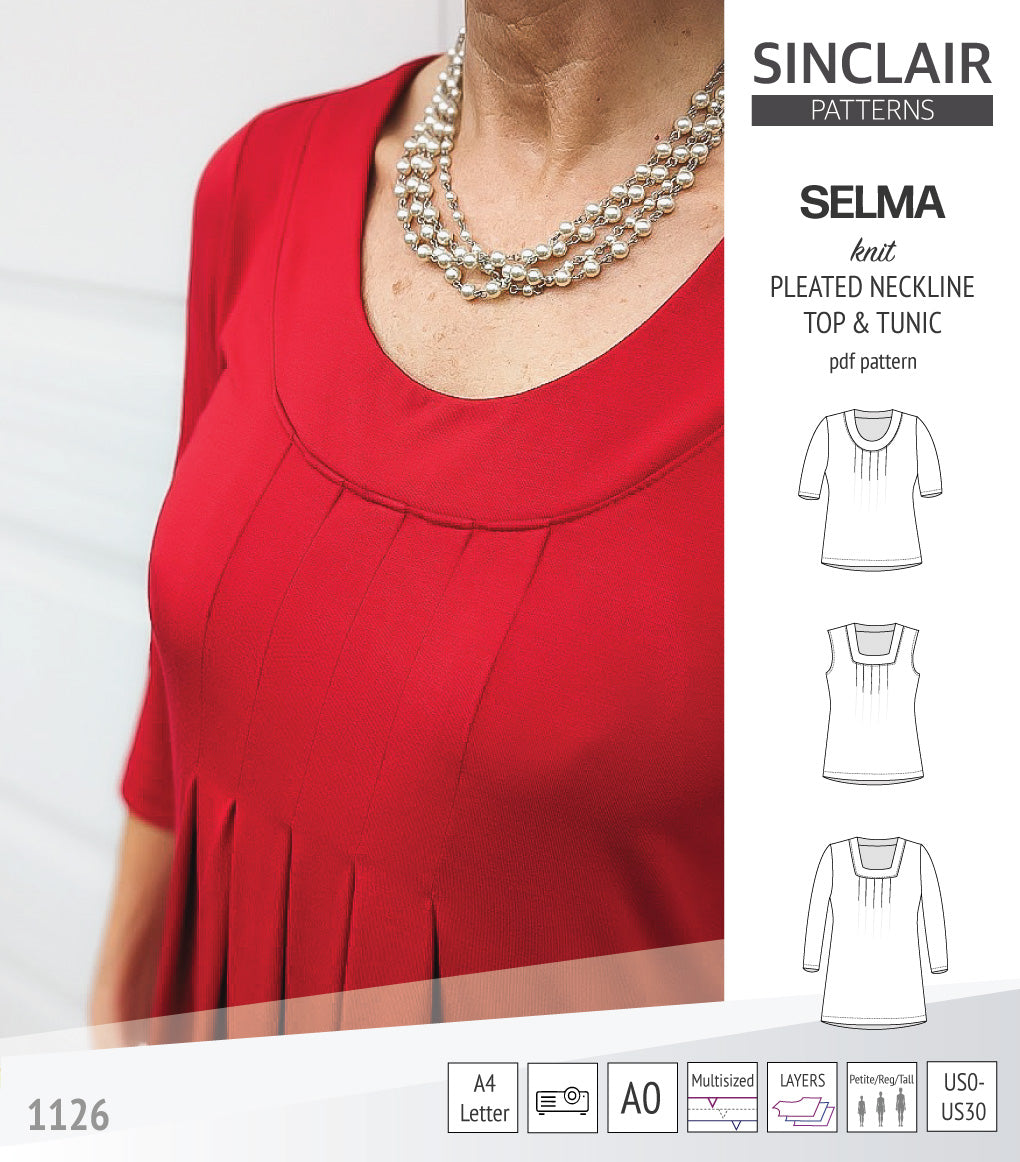 Selma knit top with round and square neckline options (PDF sewing ...