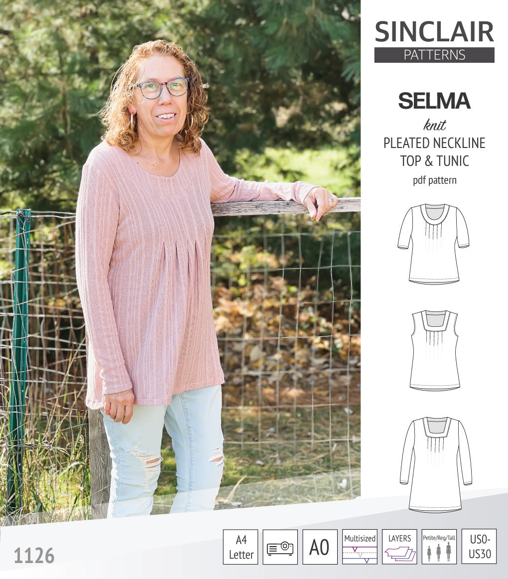 Selma knit top with round and square neckline options (PDF sewing ...