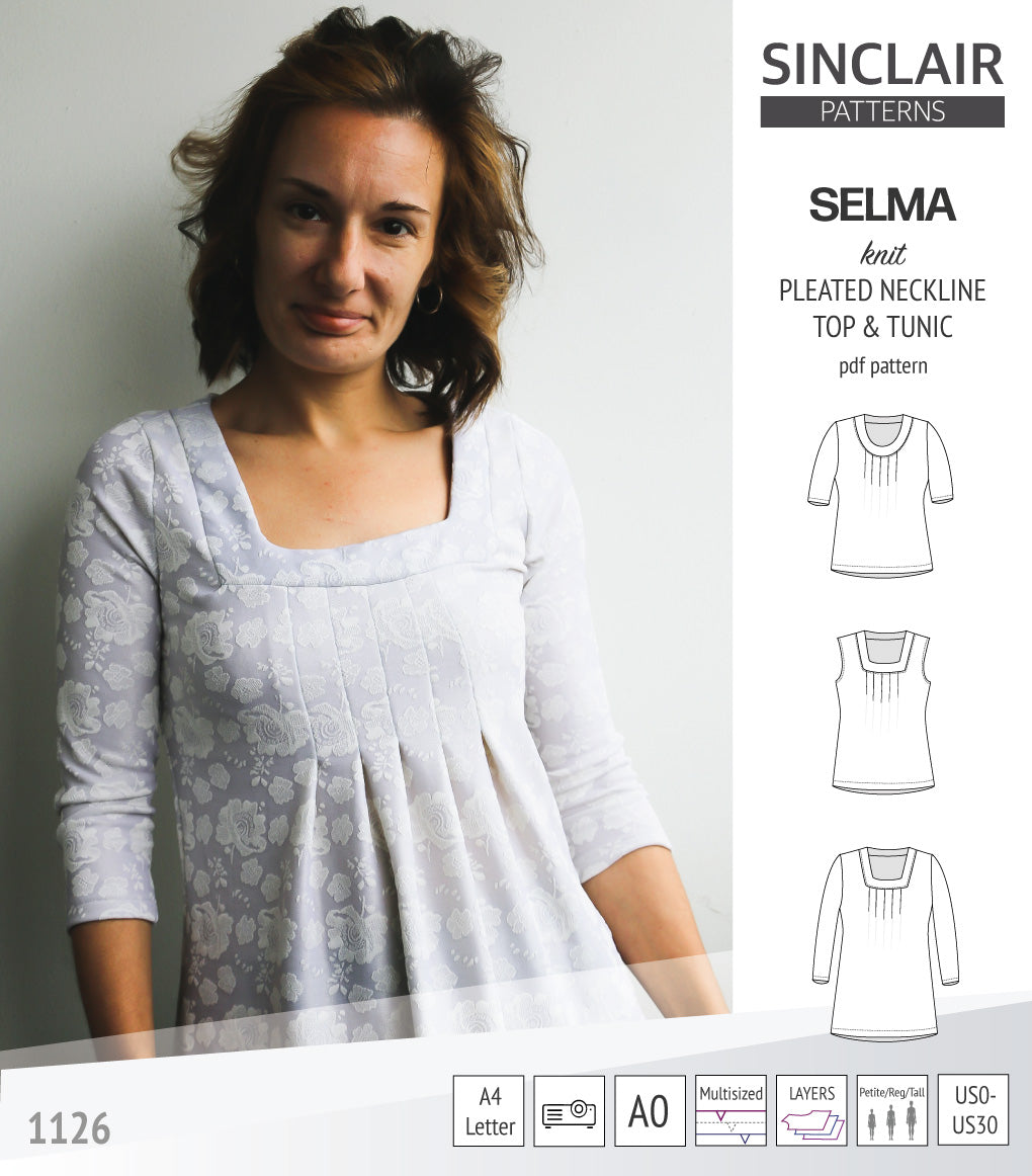 Selma knit top with round and square neckline options (PDF sewing ...