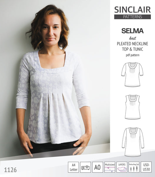 Selma knit top with round and square neckline options (PDF sewing ...