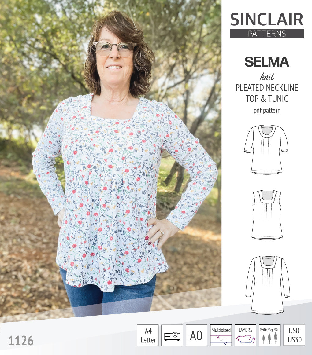 Selma knit top with round and square neckline options (PDF sewing ...
