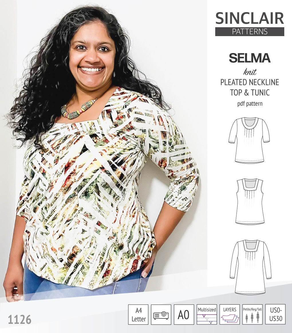 Selma knit top with round and square neckline options (PDF sewing ...