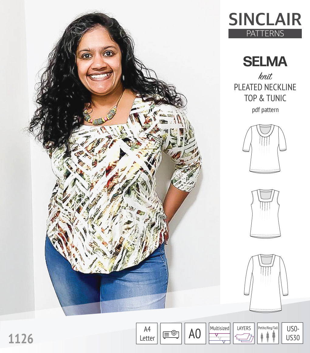Selma knit top with round and square neckline options (PDF sewing ...