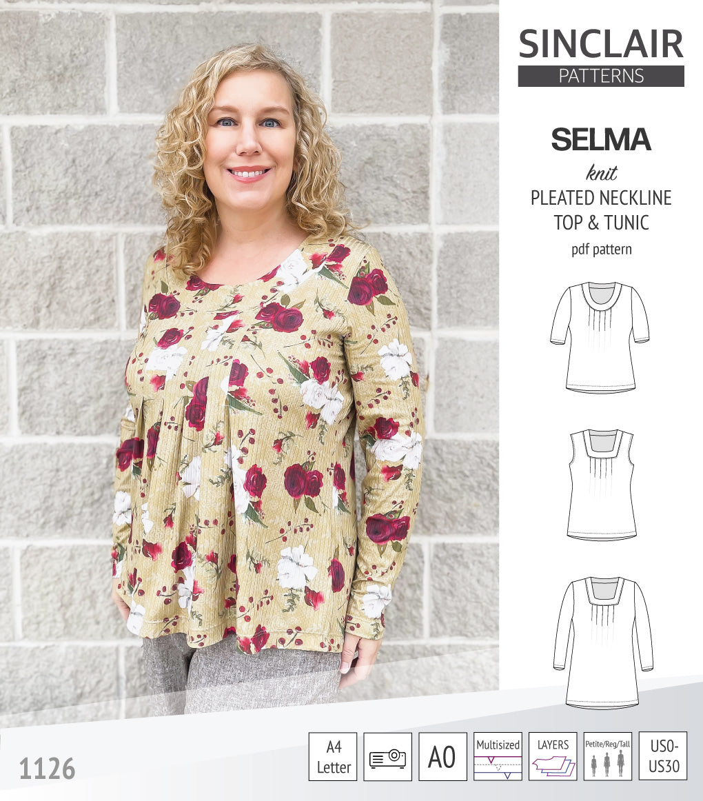 Selma knit top with round and square neckline options (PDF sewing ...