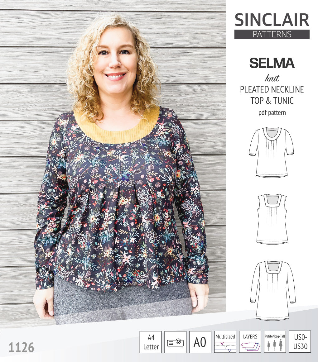 Selma knit top with round and square neckline options (PDF sewing ...