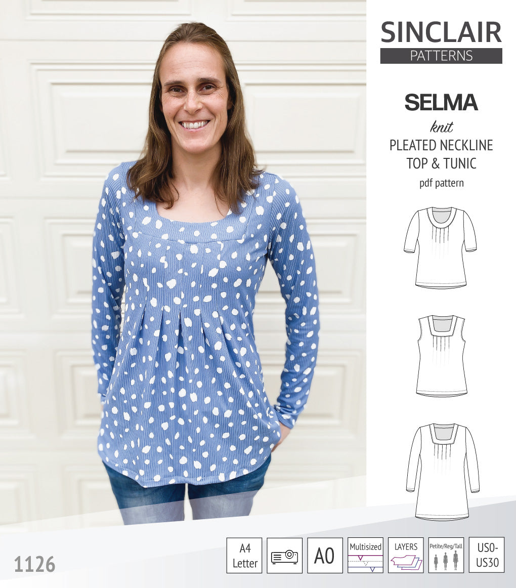 Selma knit top with round and square neckline options (PDF sewing ...