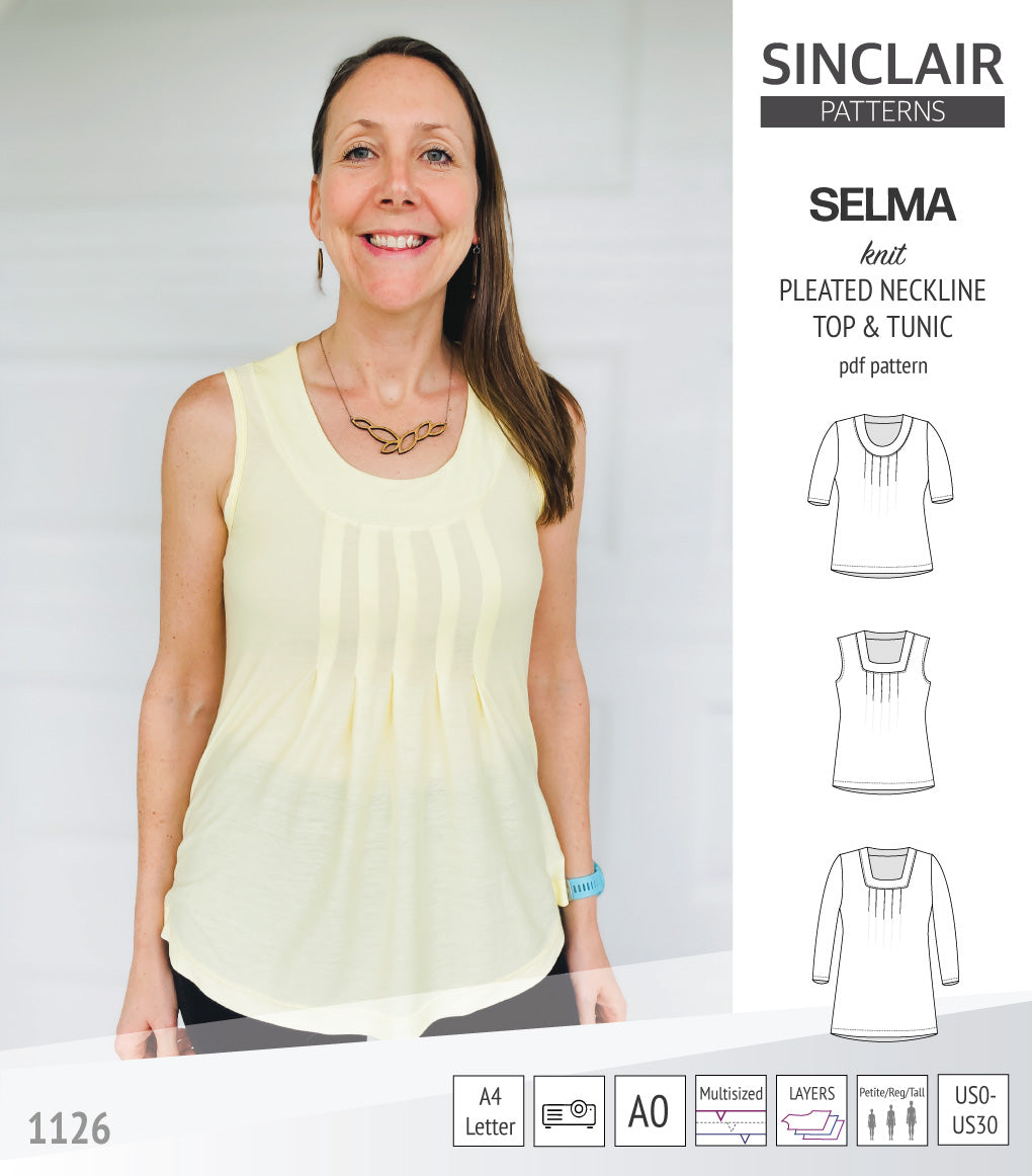 Selma knit top with round and square neckline options (PDF sewing ...