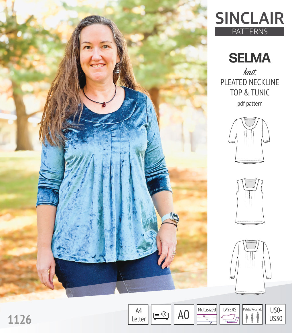Selma knit top with round and square neckline options (PDF sewing ...