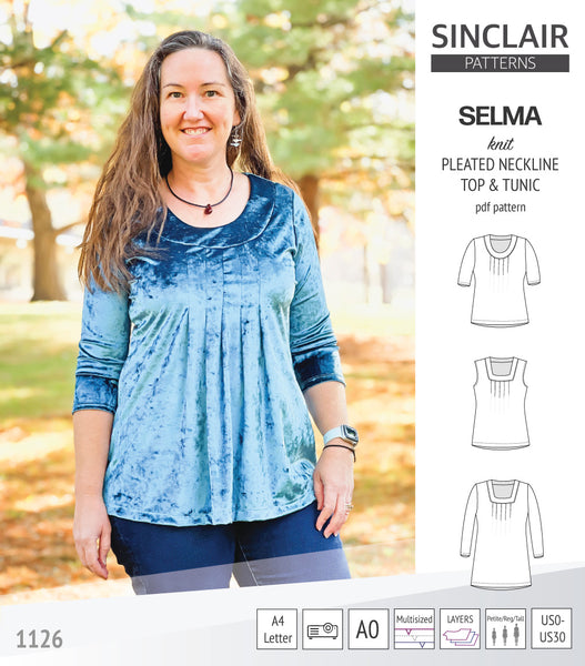 Selma knit top with round and square neckline options (PDF sewing ...