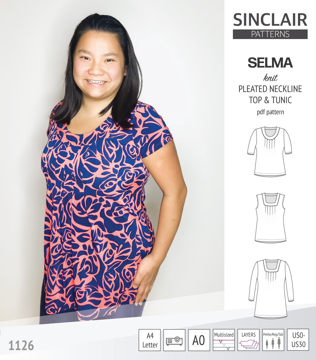 Selma knit top with round and square neckline options (PDF sewing ...