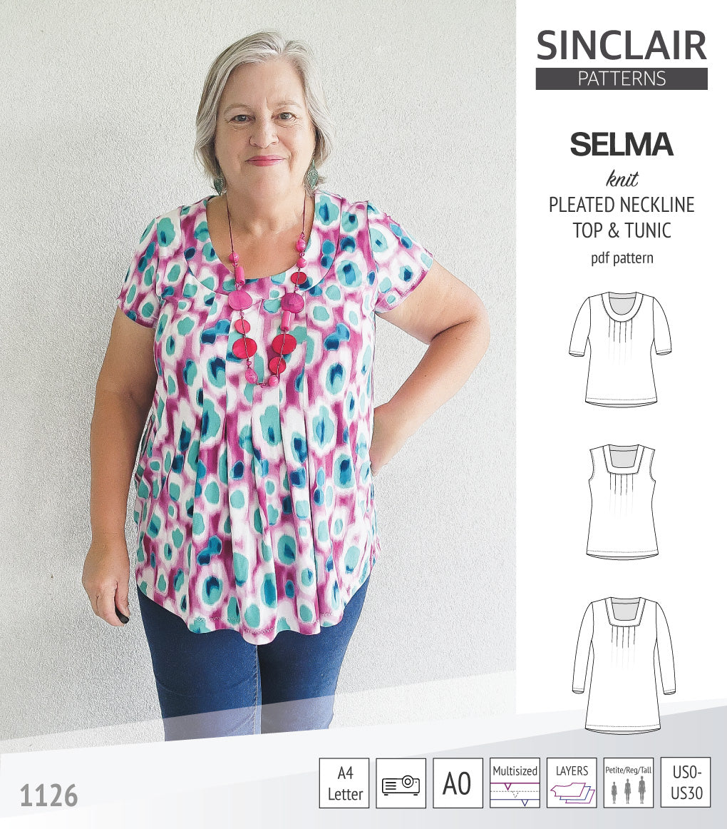 Selma knit top with round and square neckline options (PDF sewing ...