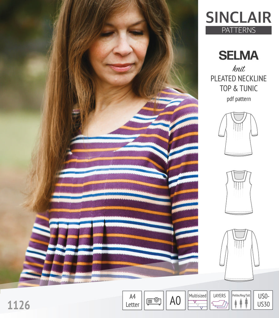 Selma knit top with round and square neckline options (PDF sewing ...