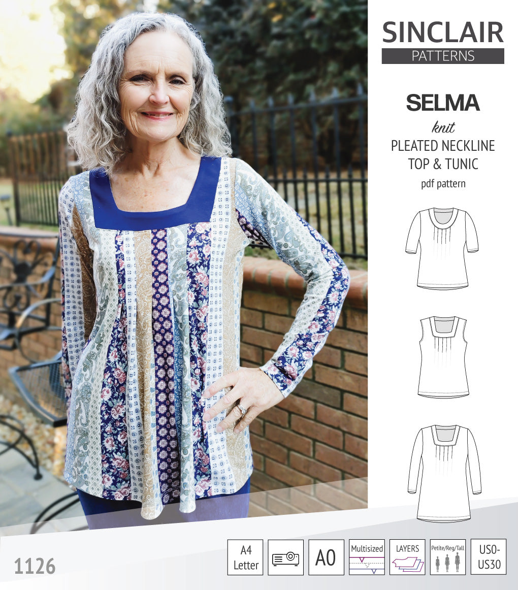Selma knit top with round and square neckline options (PDF sewing ...