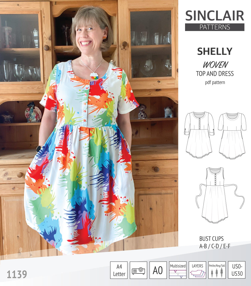Shelly woven dress with a placket PDF) – Sinclair Patterns