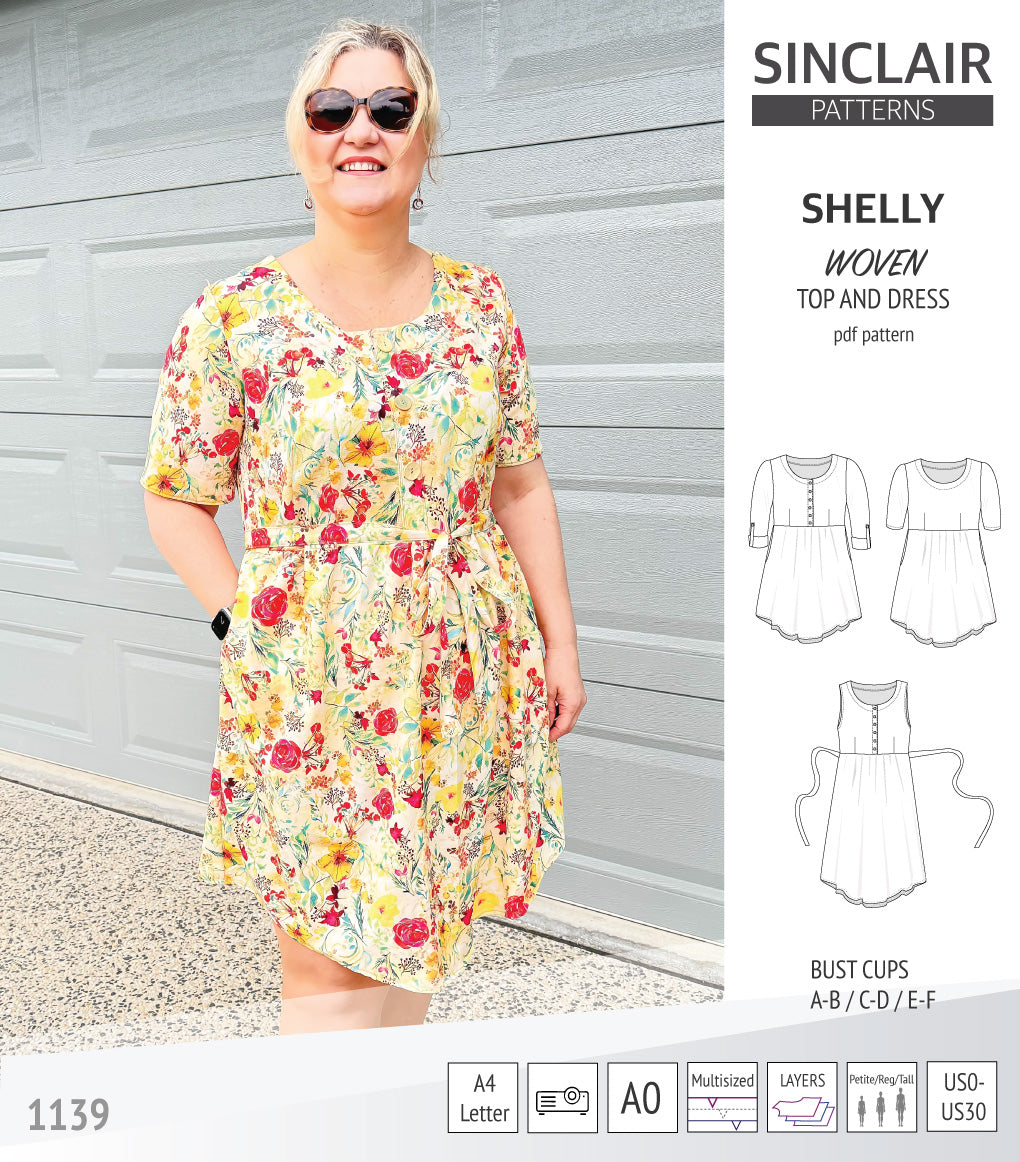 Shelly woven dress with a placket PDF) – Sinclair Patterns