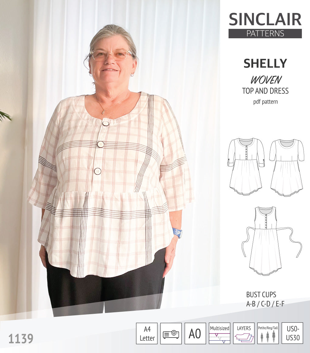 Shelly woven dress with a placket PDF) – Sinclair Patterns