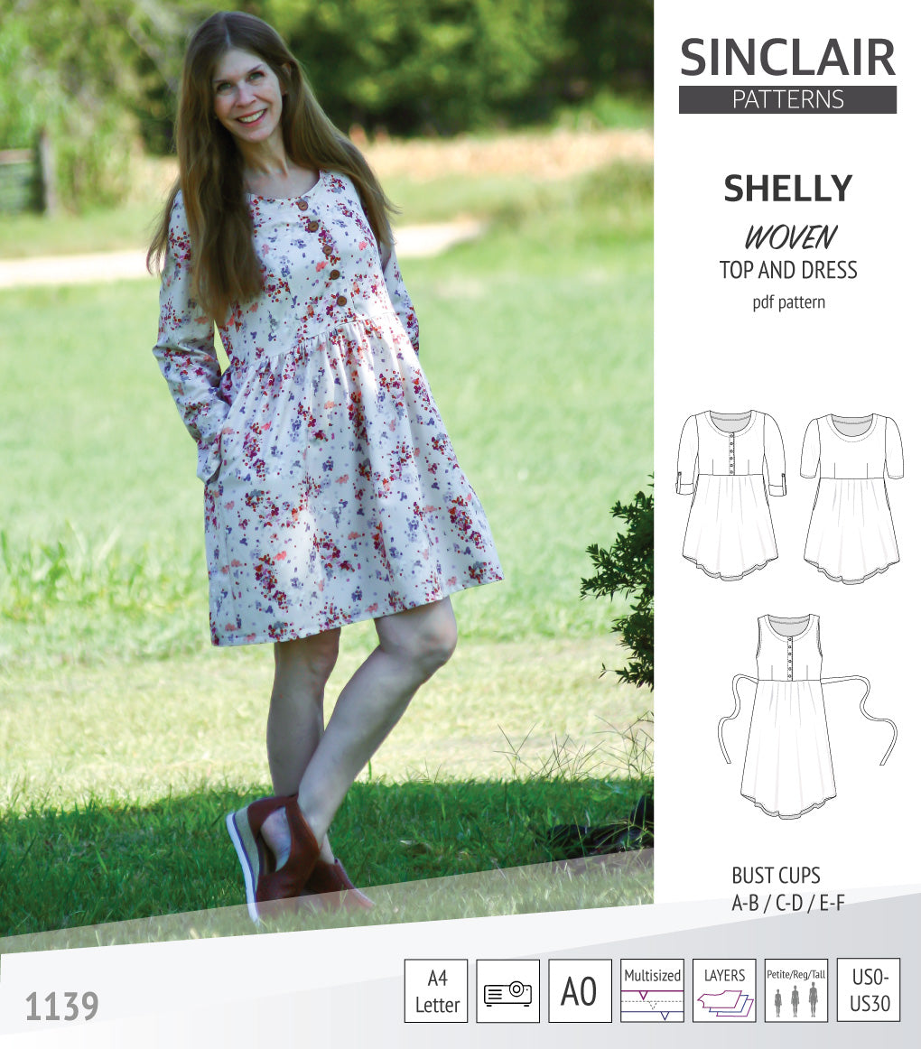 Shelly woven dress with a placket PDF) – Sinclair Patterns
