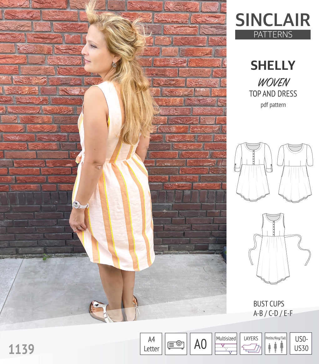 Shelly woven dress with a placket PDF) – Sinclair Patterns