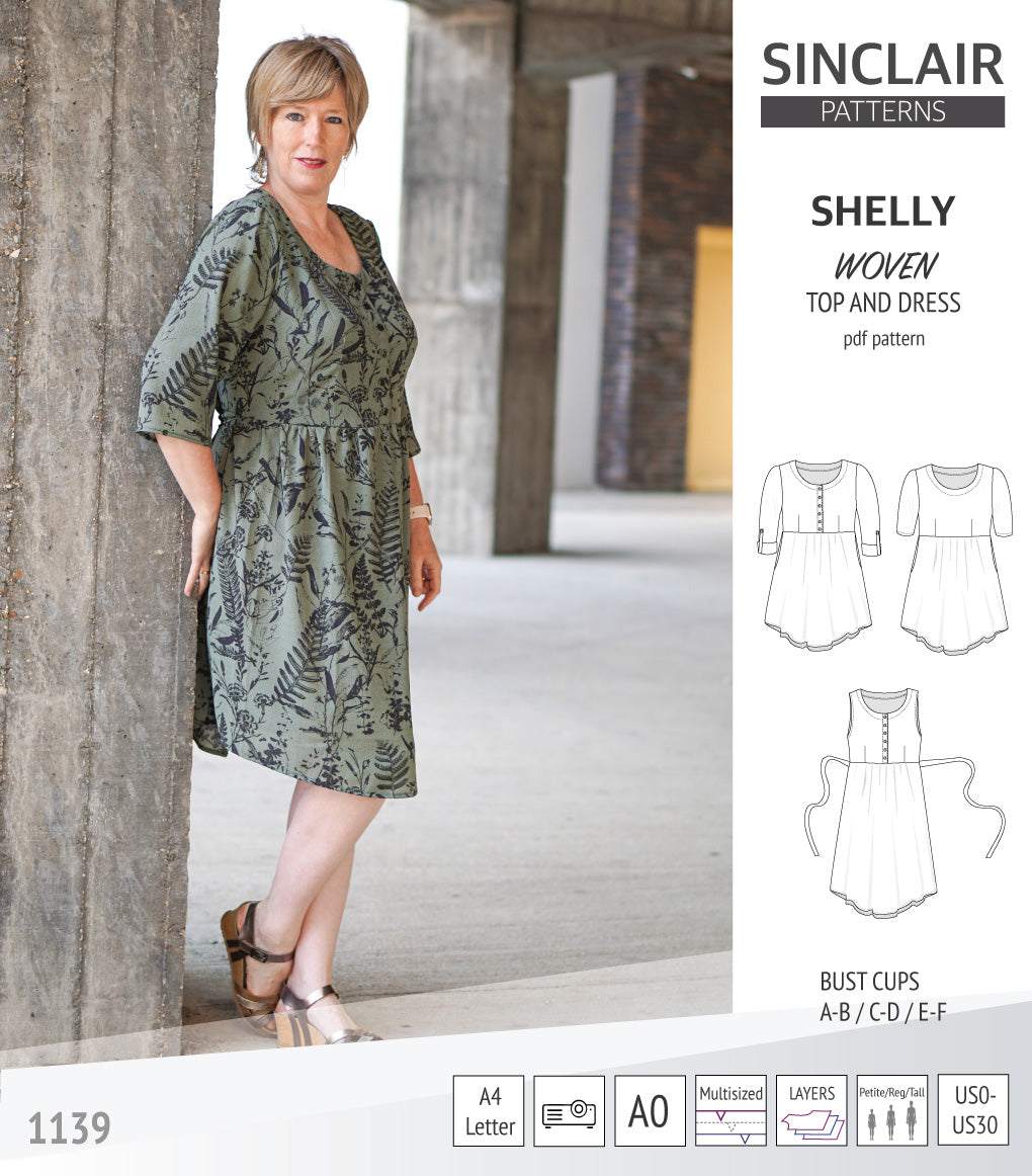 Shelly woven dress with a placket PDF) – Sinclair Patterns