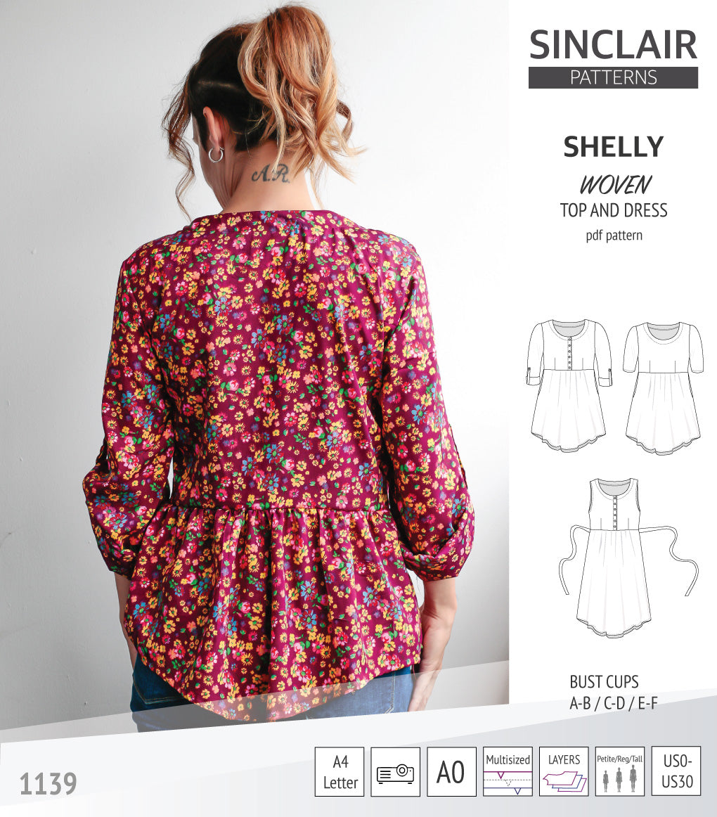 Shelly woven dress with a placket PDF) – Sinclair Patterns