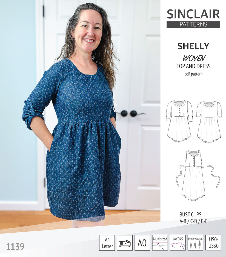 Shelly woven dress with a placket PDF) – Sinclair Patterns