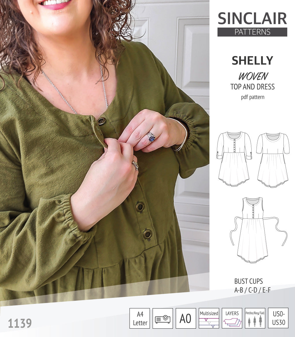 Shelly woven dress with a placket PDF) – Sinclair Patterns